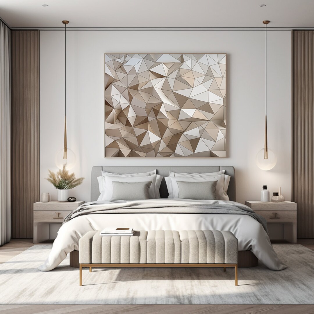 Brown Gradient Pyramids Modern Contemporary Abstract Wall Art Painting ...