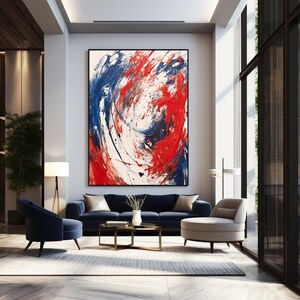 Red, White, and Blue Modern Contemporary Abstract Wall Art Painting ...