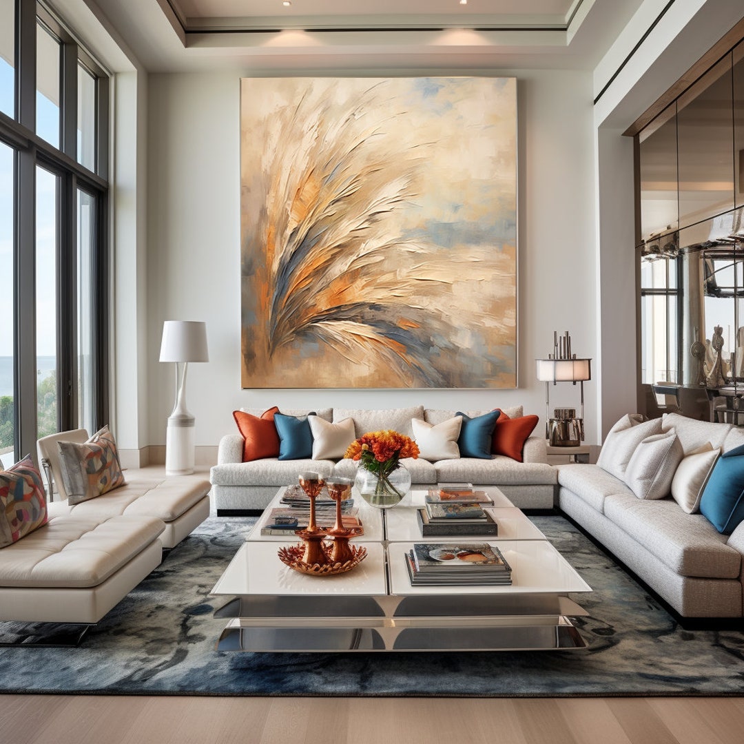 Feathers Modern Contemporary Abstract Canvas Wall Art Digital Print for ...