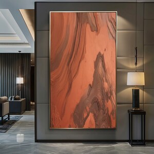 Rust Brick Red Modern Contemporary Abstract Wall Art Painting Digital ...