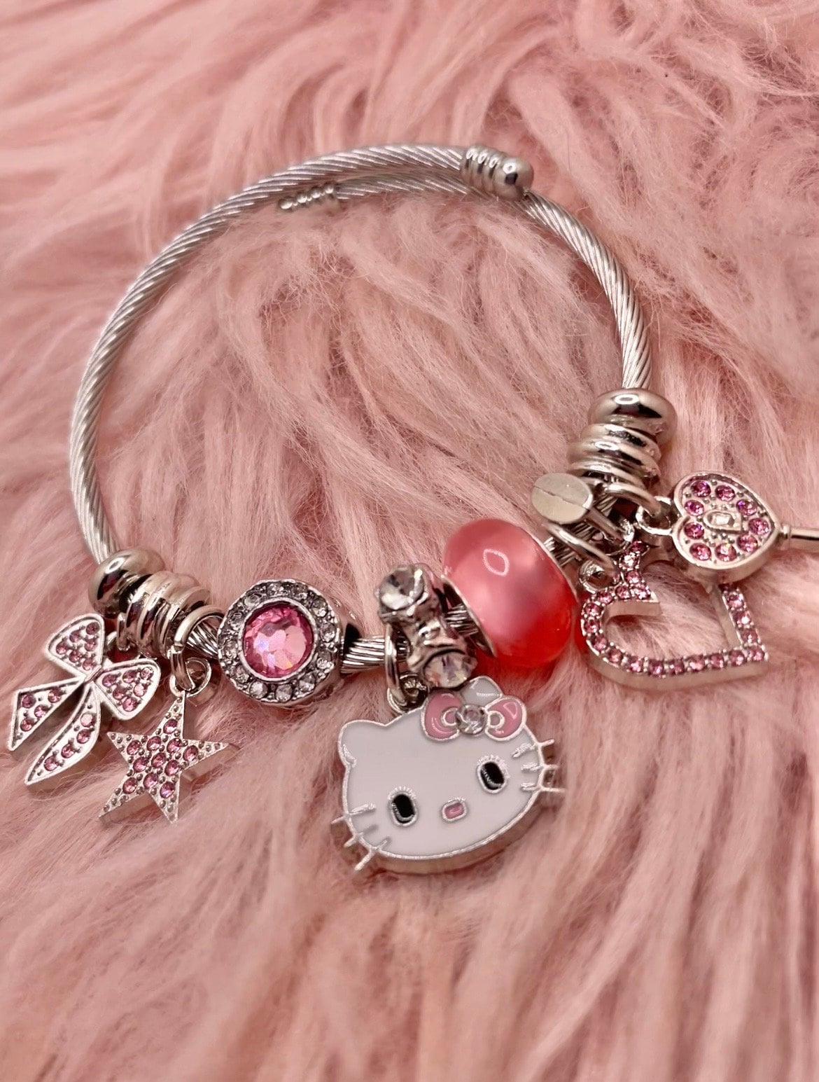 Hello Kitty Charm Bracelet Hello Kitty Bangle Y2k Inspired Charm ...