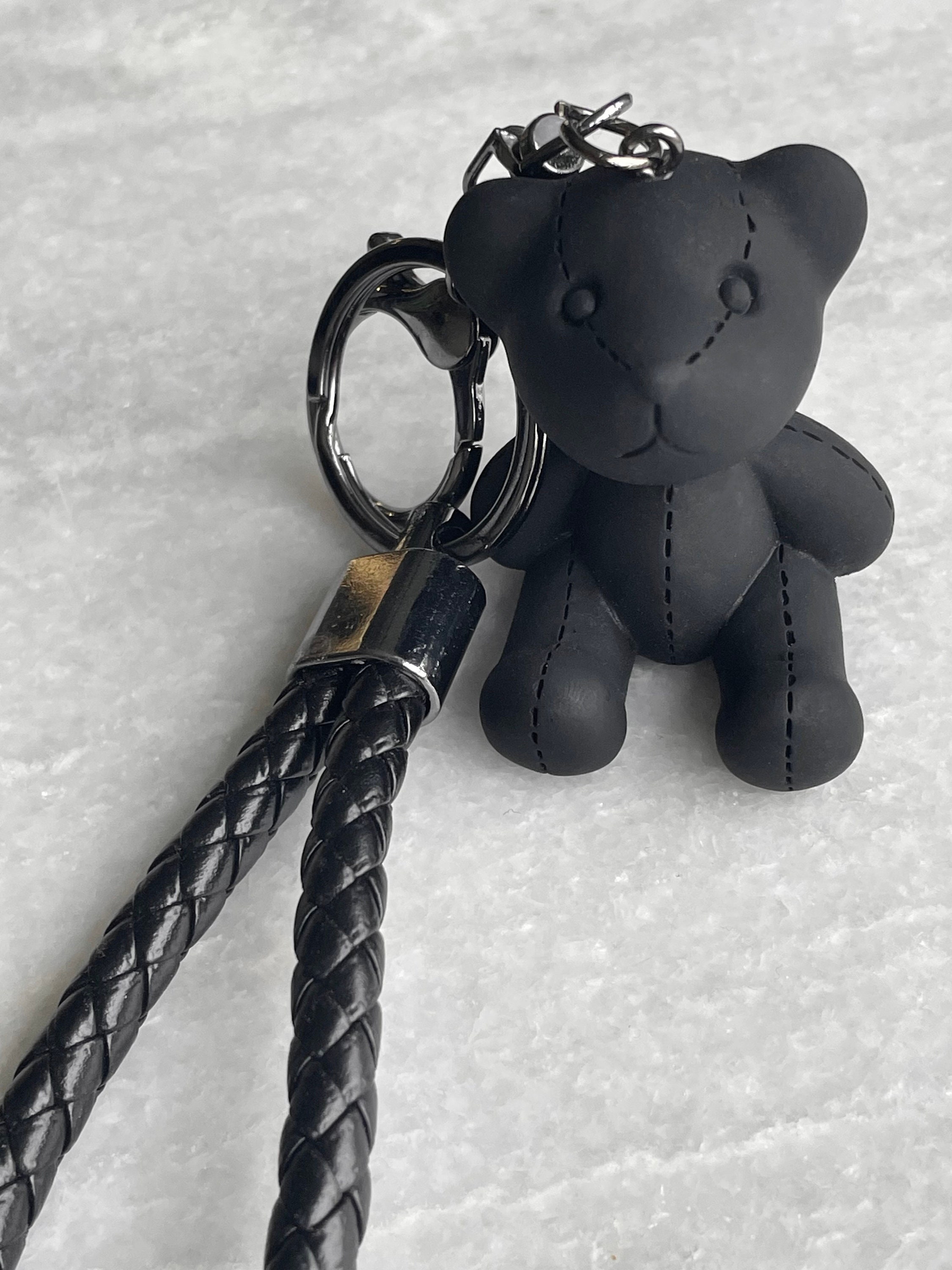 Cute Black Bear Keychain | Teddy Keychain W/braided Wristlet Strap - Etsy
