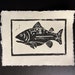 Original Black and White Fish Linoleum Print - Etsy
