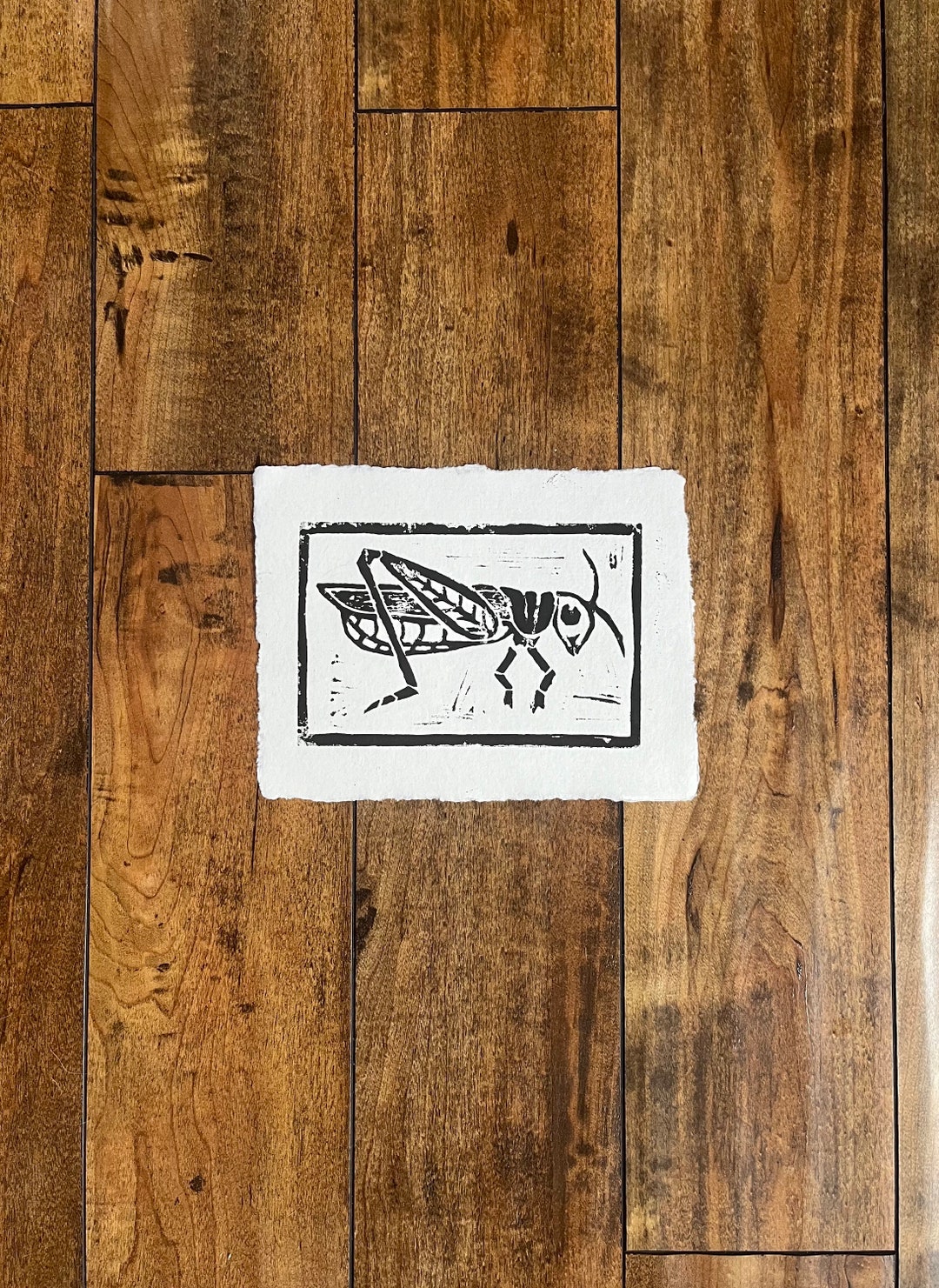 Original Black and White Grasshopper Linoleum Print - Etsy