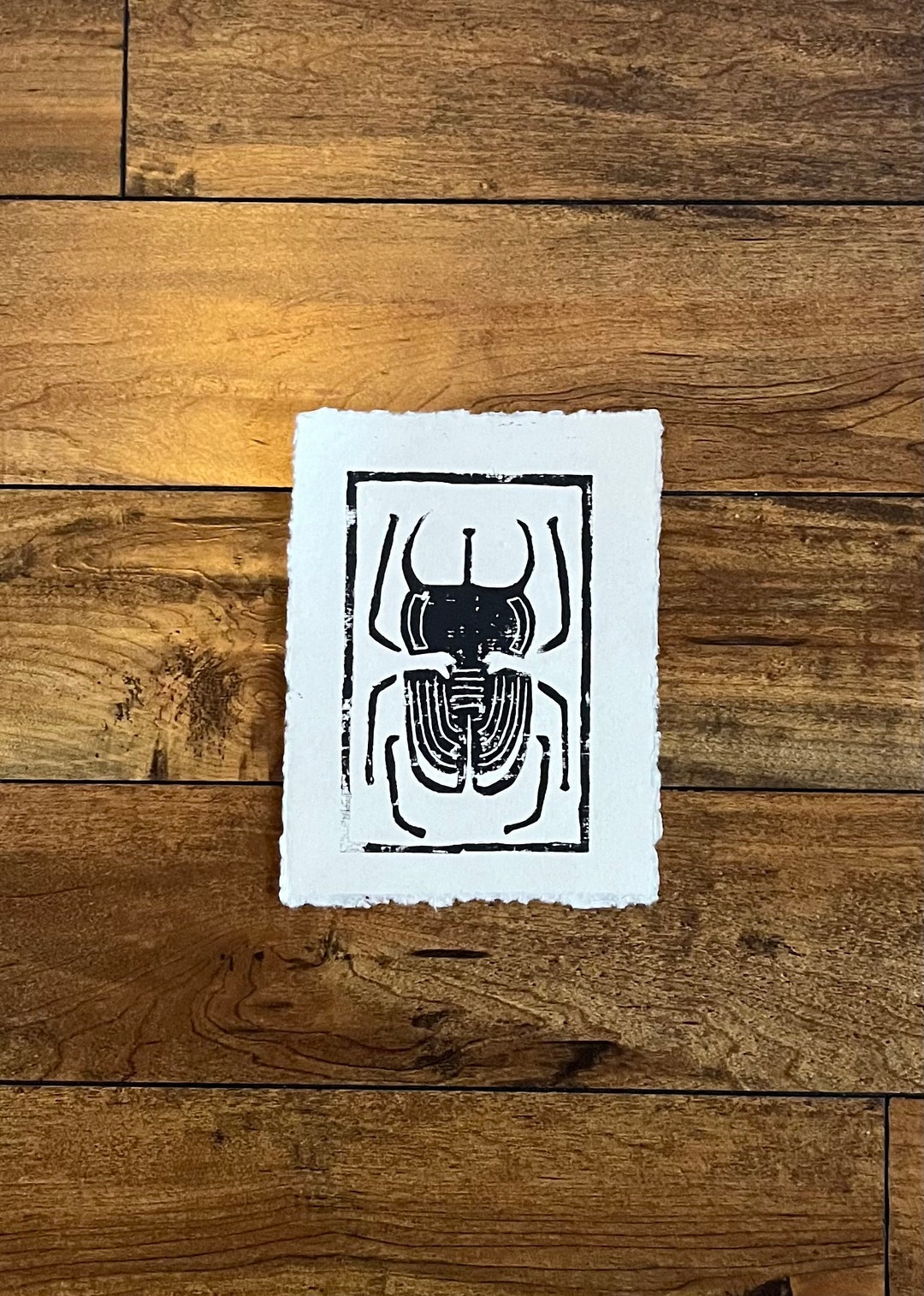 Original Black and White Scarab Linoleum Print - Etsy