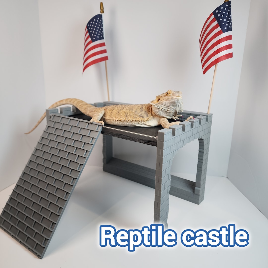 Bearded Dragon Castle Basking Spot | Slate Topped Reptile Perch | Reptile Terrarium Decoration ...