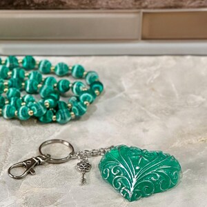 Teal and Silver Large Heart Keychain/purse Charm- Handmade From Resin ...