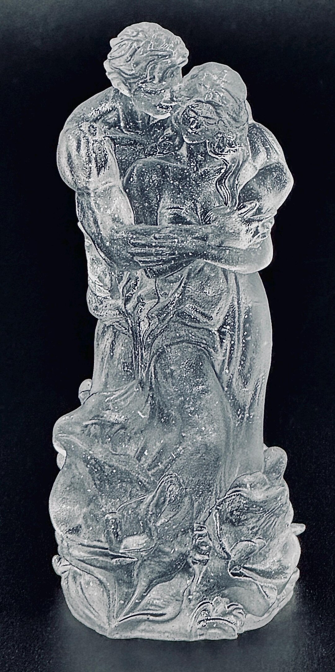 Couple Statue- Clear With Hint of Sparkle -man and Woman Embracing ...