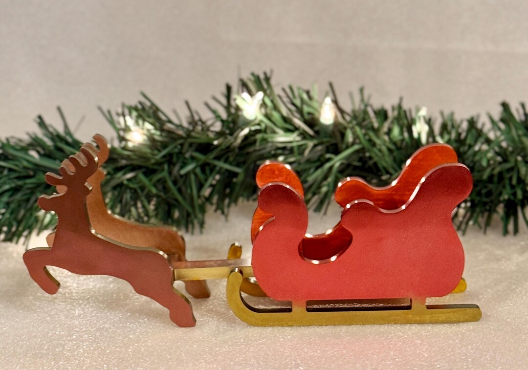 Santa’s Sleigh and Reindeer- Adorable Christmas Decoration- Handmade ...