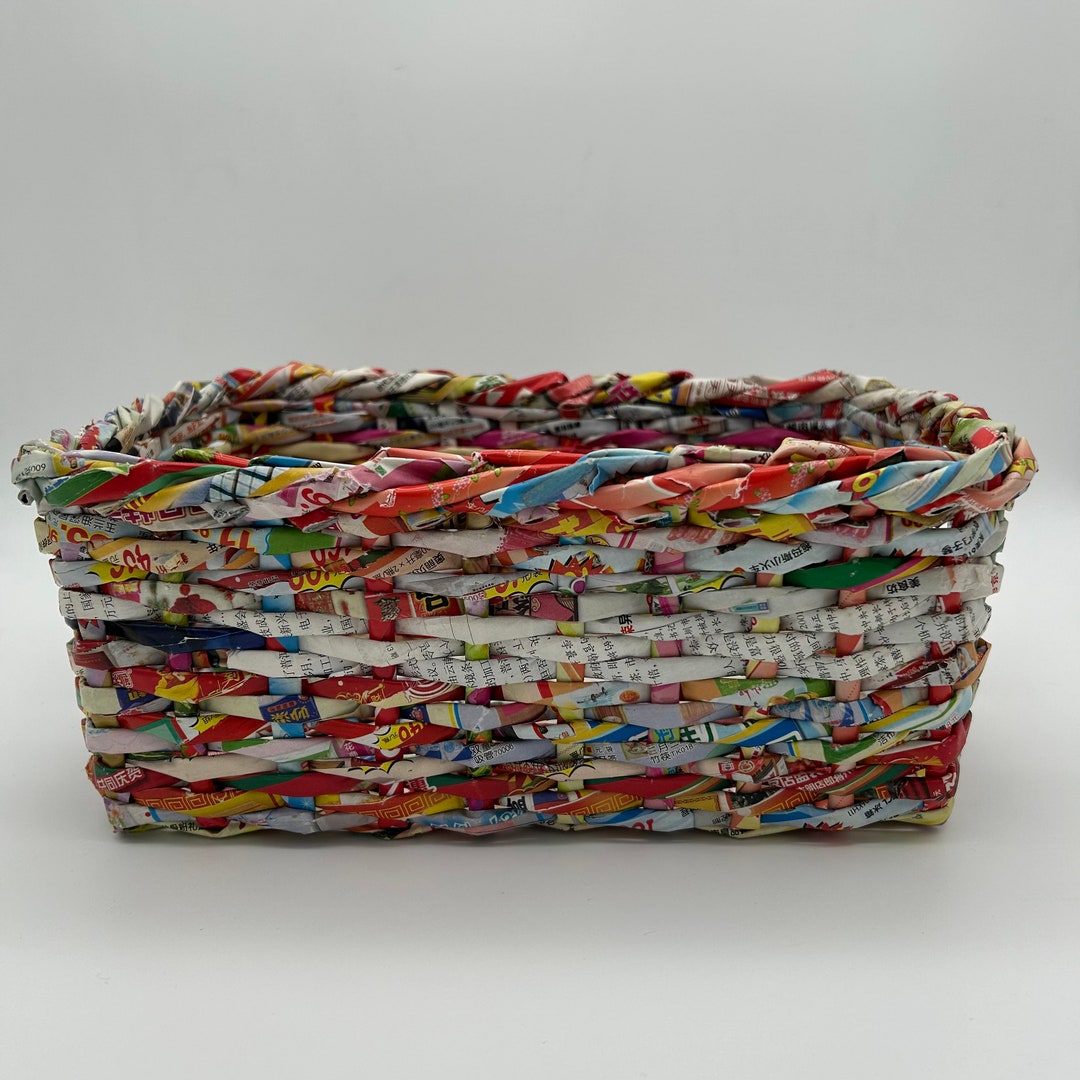 90's Japanese Candy Wrapper Woven Basket - Etsy
