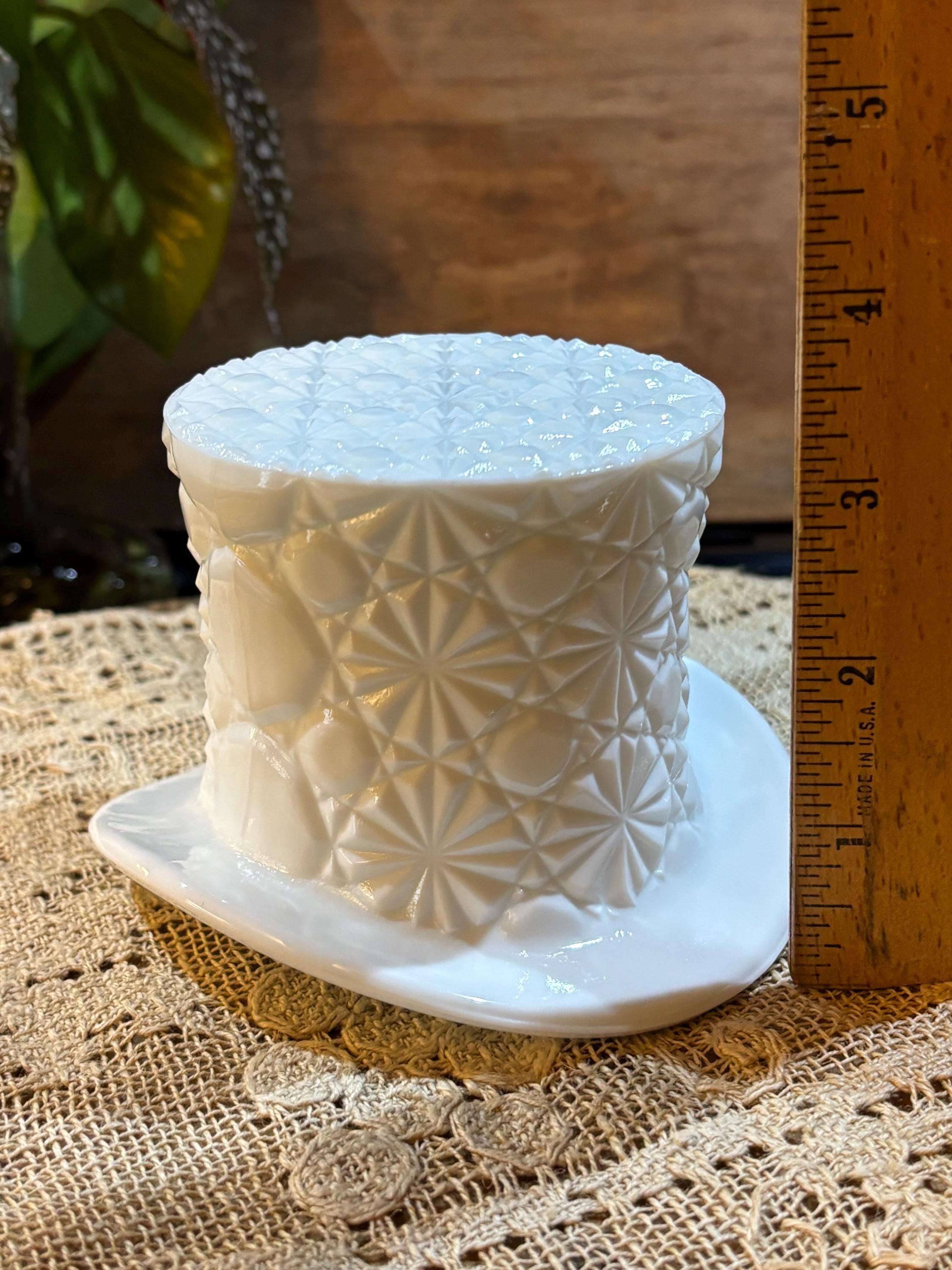 Vintage Milk Glass Top Hat - Etsy