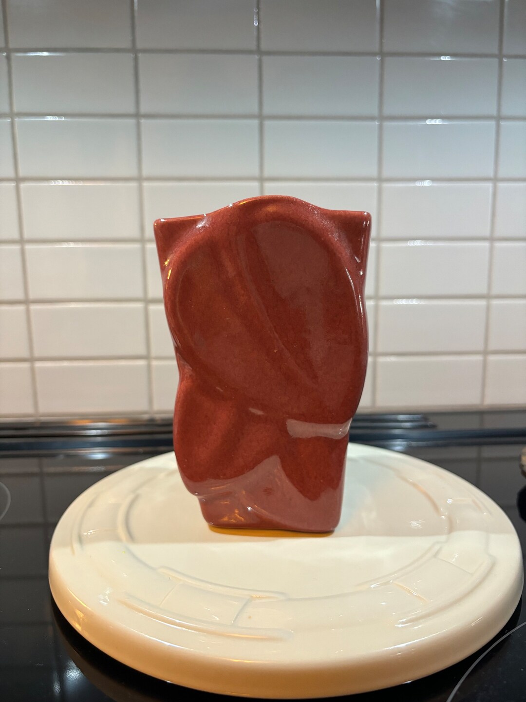 RARE! Vintage Dryden Pottery Vase Red Leaf Design - Etsy