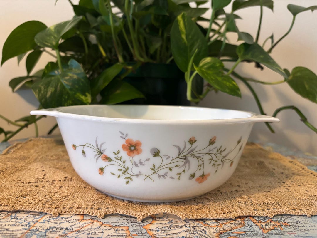 Vintage 1970's PYREX England Emily Casserole Dish Spring Garden Pattern ...