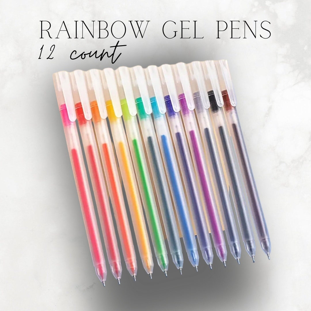 12 Rainbow Gel Pens for Drawing Coloring Journaling Smooth Writing 0 ...