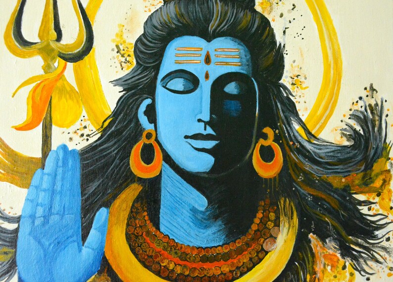 Lord Shiva Painting, Mahadev Canvas Art, Devine Hindu God Wall Decor ...