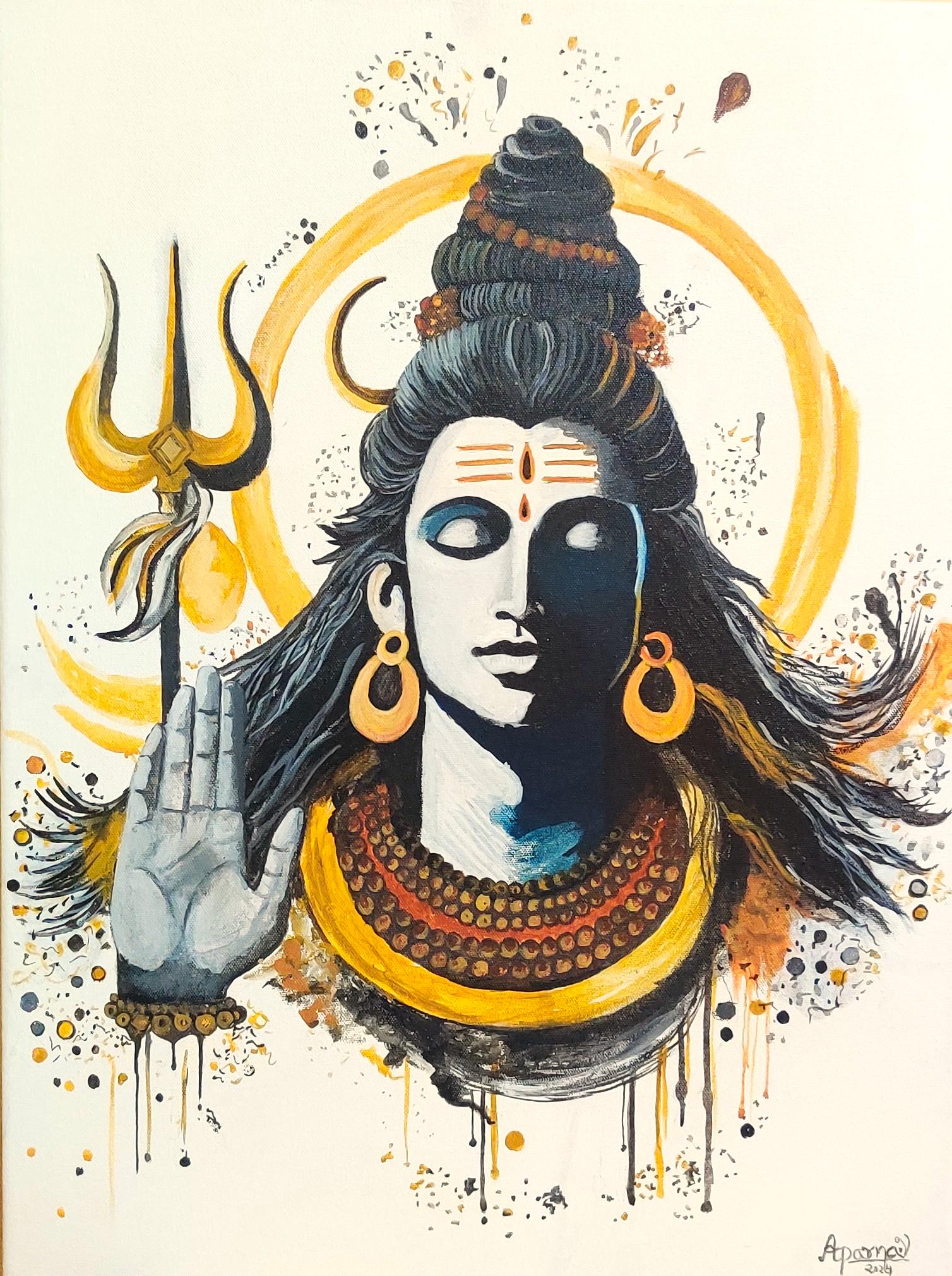 Lord Shiva Painting, Mahadev Canvas Art, Devine Hindu God Wall Decor ...