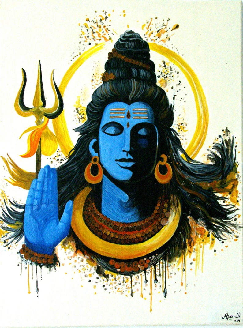 Lord Shiva Painting, Mahadev Canvas Art, Devine Hindu God Wall Decor ...