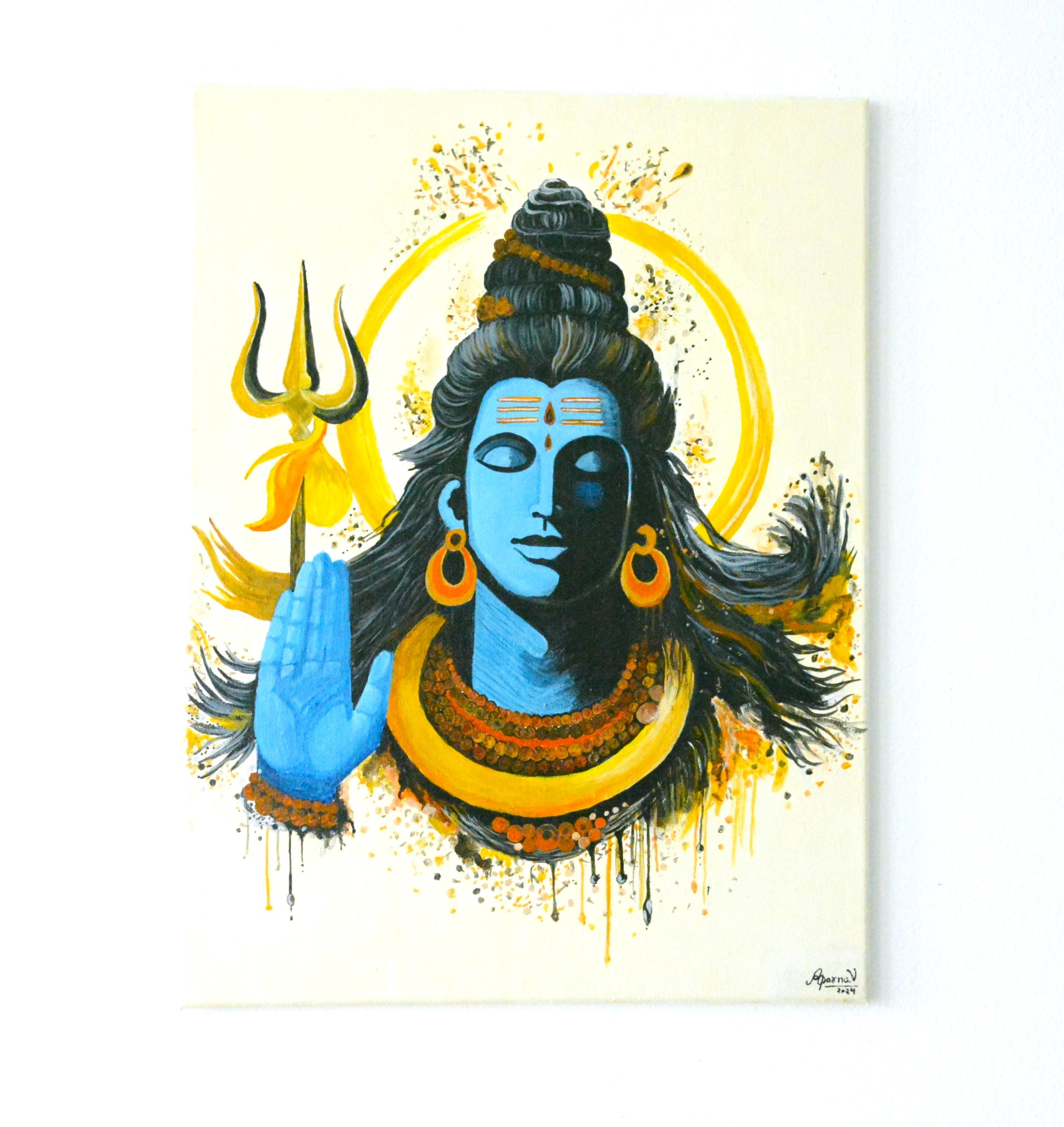 Lord Shiva Painting, Mahadev Canvas Art, Devine Hindu God Wall Decor ...