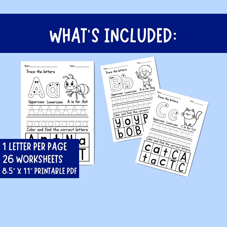 Preschool Kinder Letter Tracing Worksheets | Alphabet Learning PDF (26 ...
