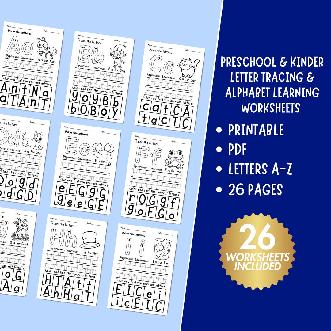 Preschool Kinder Letter Tracing Worksheets | Alphabet Learning PDF (26 ...