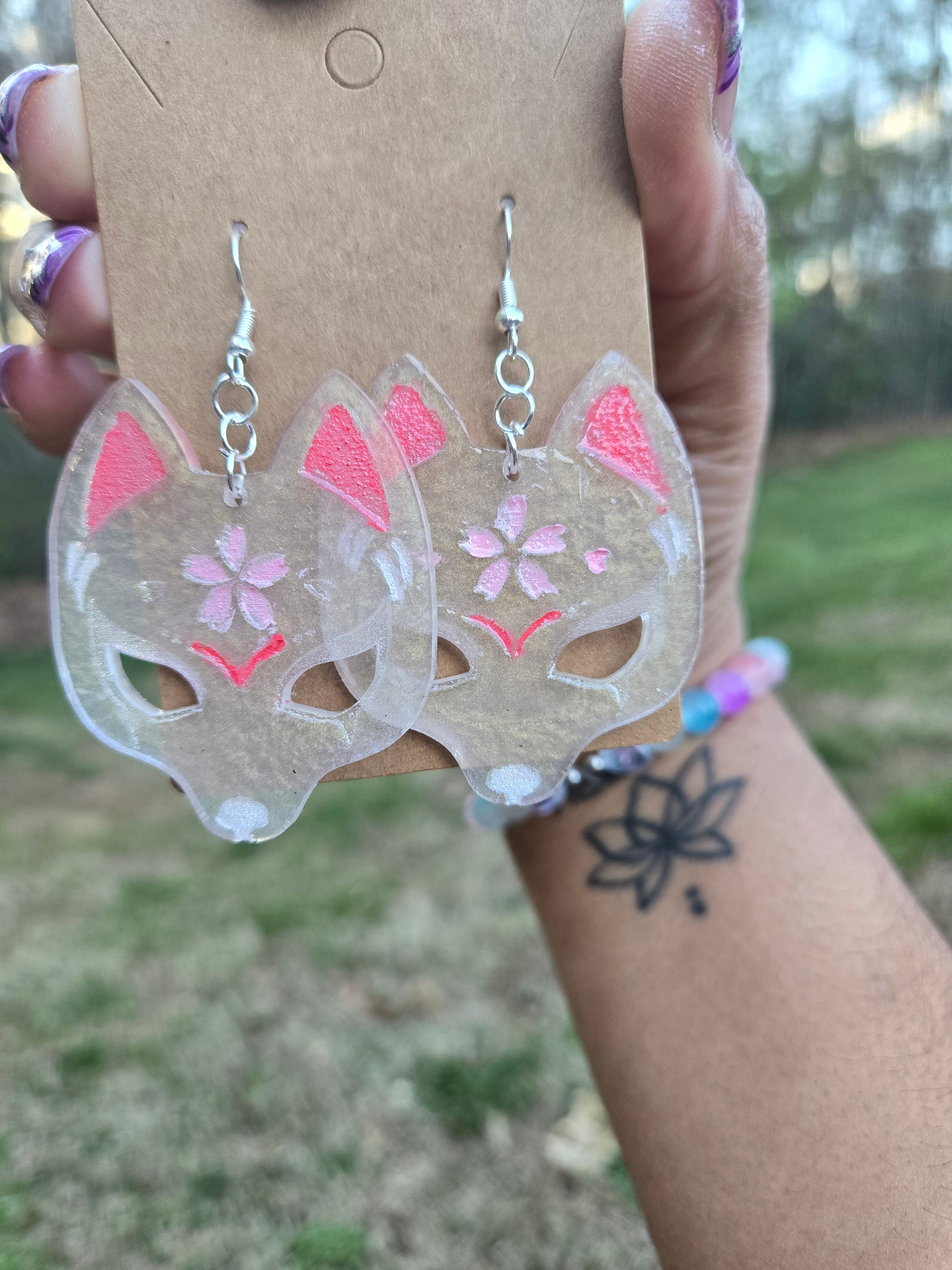 Custom Earrings/japanese/sakura/kitsune/anime Masks - Etsy