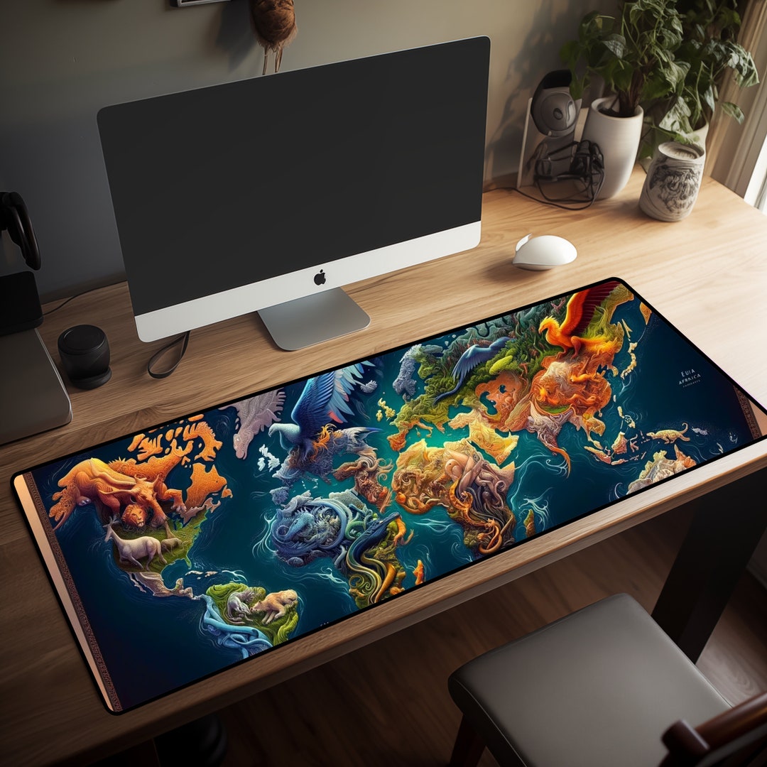 World Map Desk Mat Artistic World Map Desk Mat World Map Gaming ...