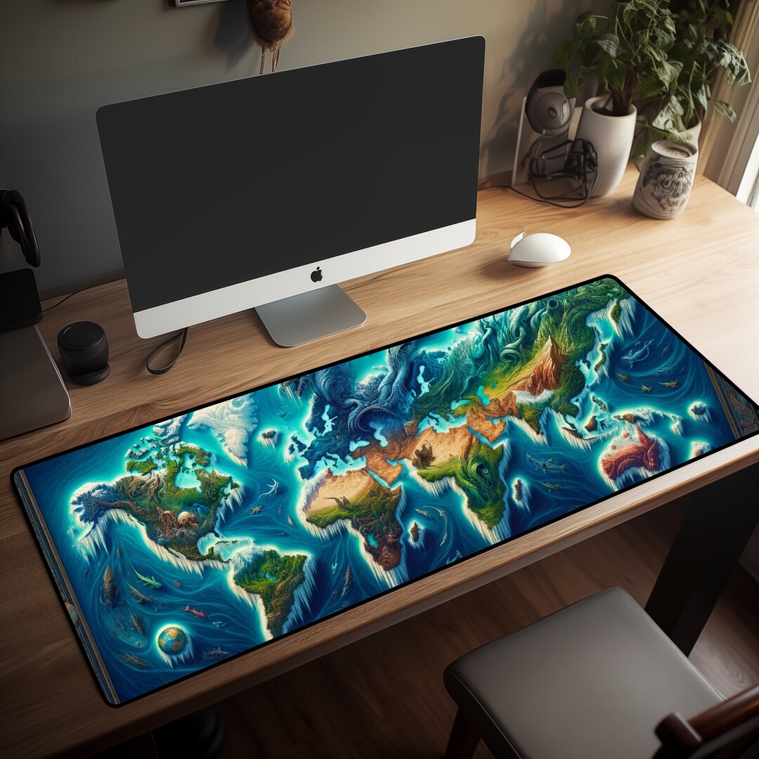 World Map Desk Mat Artistic World Map Desk Mat World Map Gaming ...