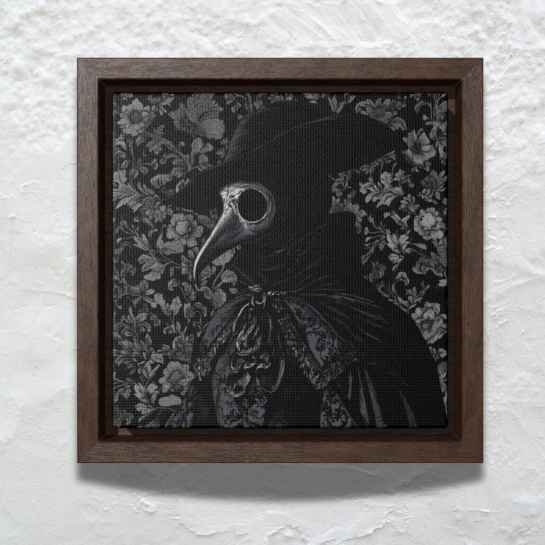 Gothic Plague Doctor Canvas Print: French Toile Art, Tattoo Shop Decor ...