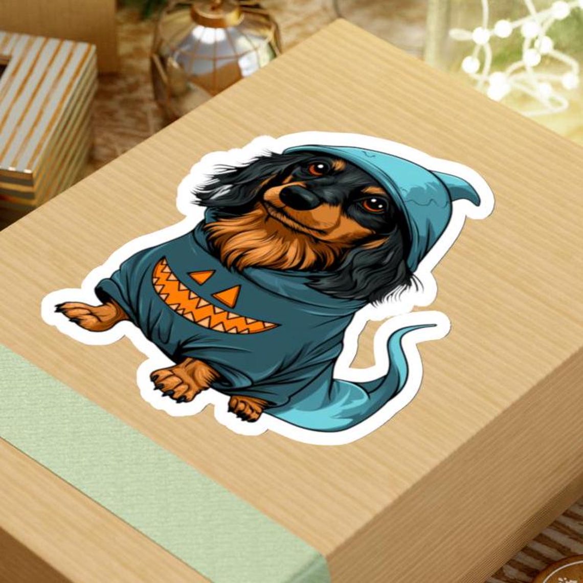 Dog Dressed for Halloween Sticker Dachshund Halloween Sticker Weiner ...