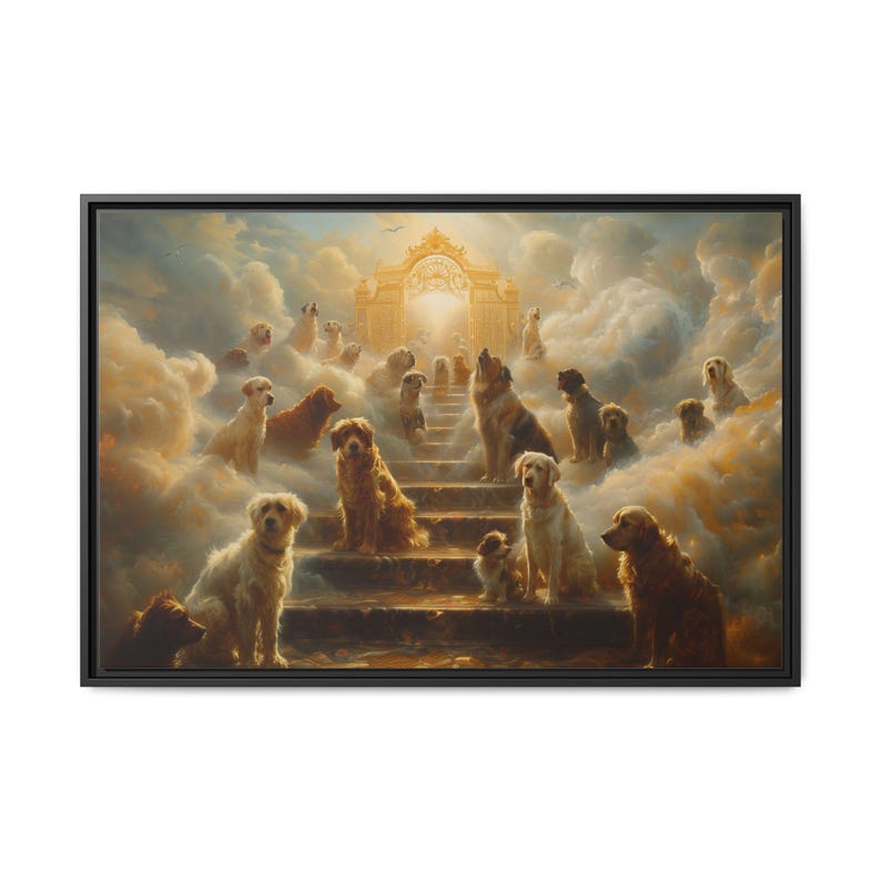 All Dogs Go to Heaven: Oil Painting Style Canvas Print - Stairs to the ...