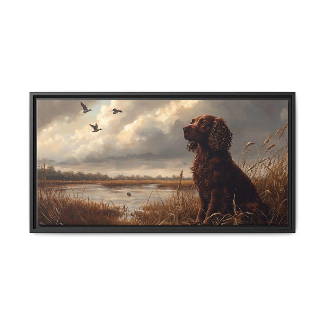 Boykin Spaniel Framed Canvas Print: Duck Hunt Oil Painting Style - Etsy