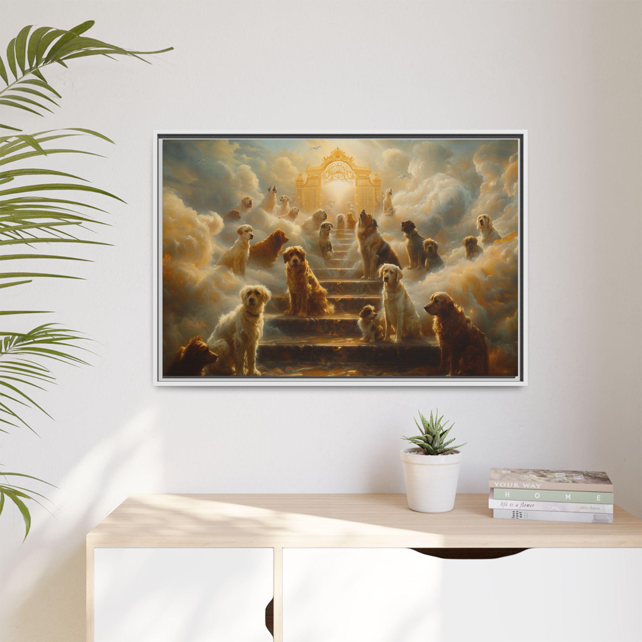 All Dogs Go to Heaven: Oil Painting Style Canvas Print - Stairs to the ...