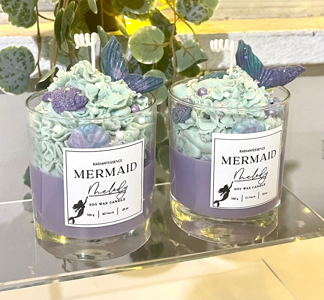 Mermaid Soy Wax Candles Customized Label With Names - Etsy Australia