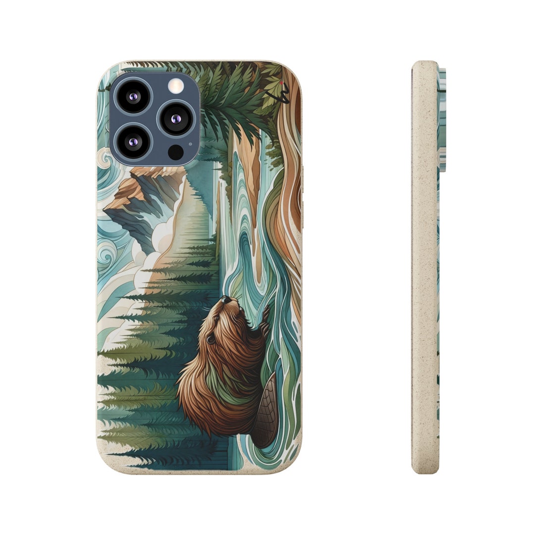 Canadian Cute Beaver Biodegradable Phone Case Gift Packaging Option ...