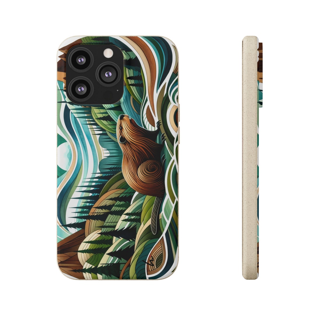 Canadian Cute Beaver Biodegradable Phone Case Gift Packaging Option ...