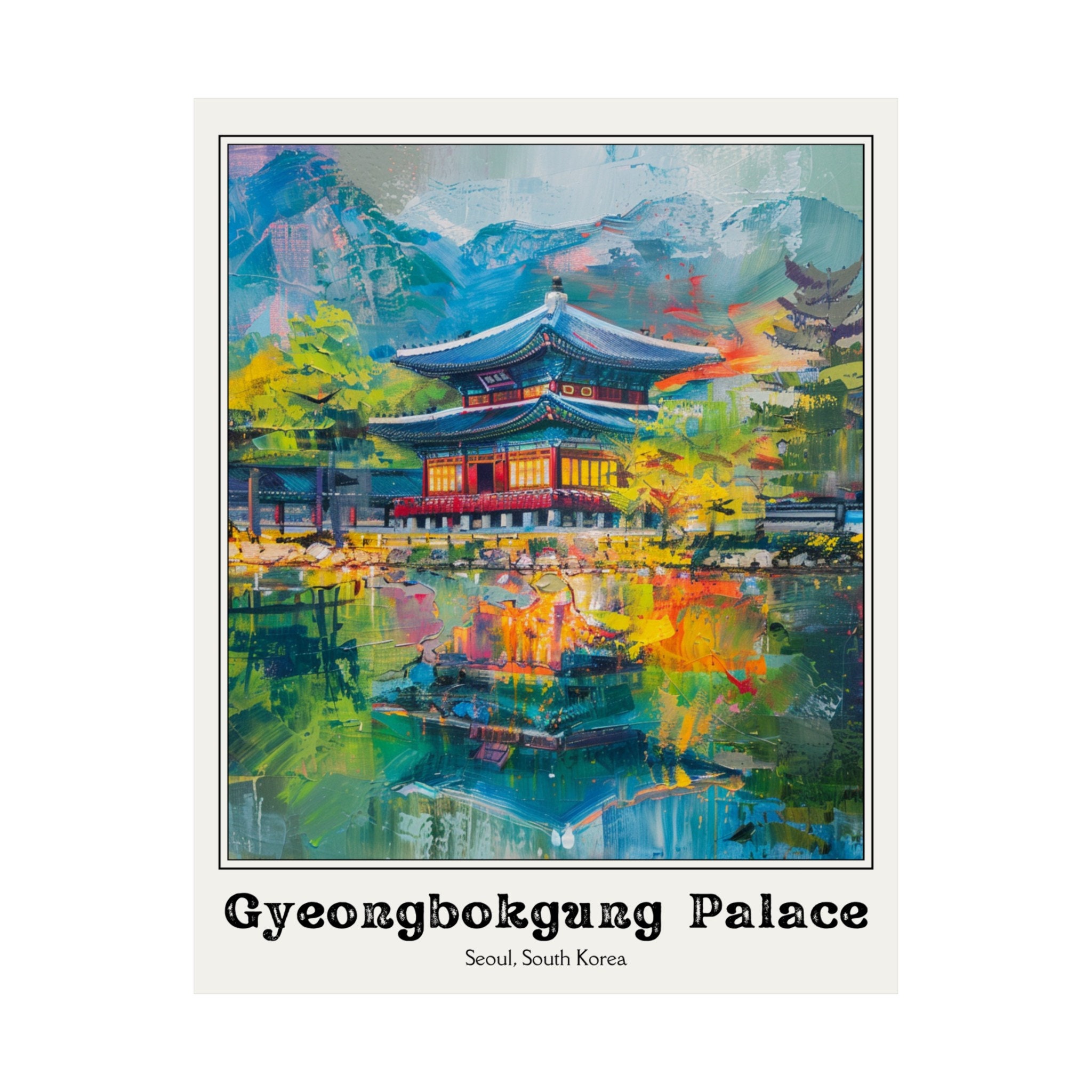 Gyeongbokgung Palace, Seoul, South Korea Abstract Painting K-style ...