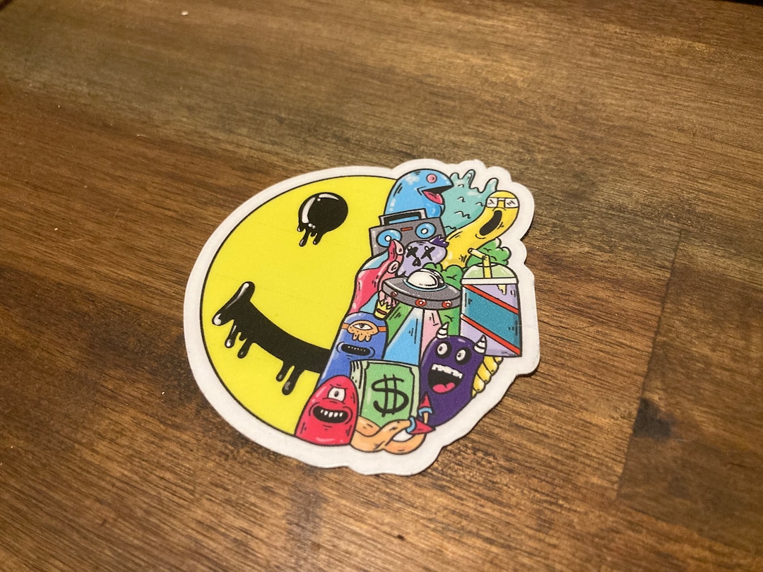 Doodleart Smiley Two Face Sticker: Hand-drawn Joy by an Art Student - Etsy