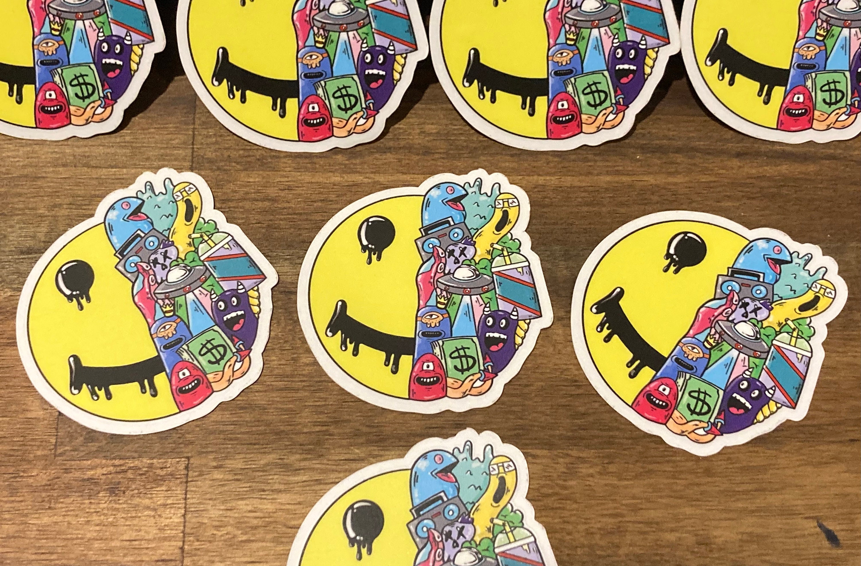 Doodleart Smiley Two Face Sticker: Hand-drawn Joy by an Art Student” - Etsy