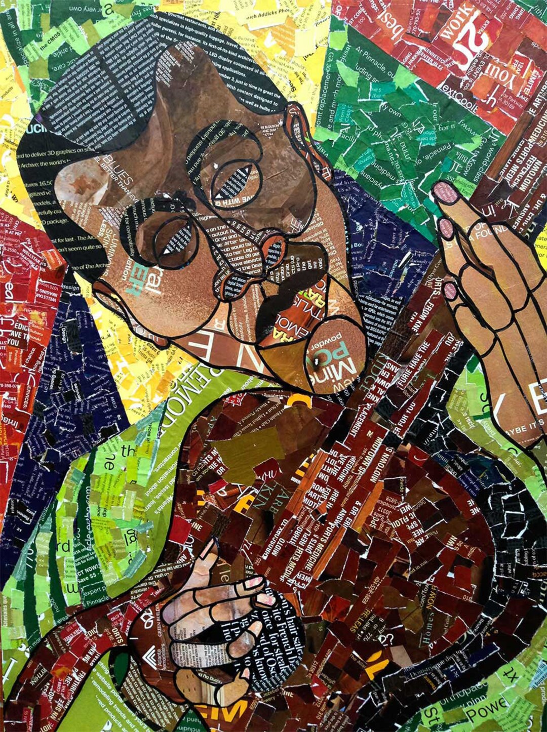 Guitar Player, Art Print, Collage Art by Mothusi Sejakgomo, Gift for ...