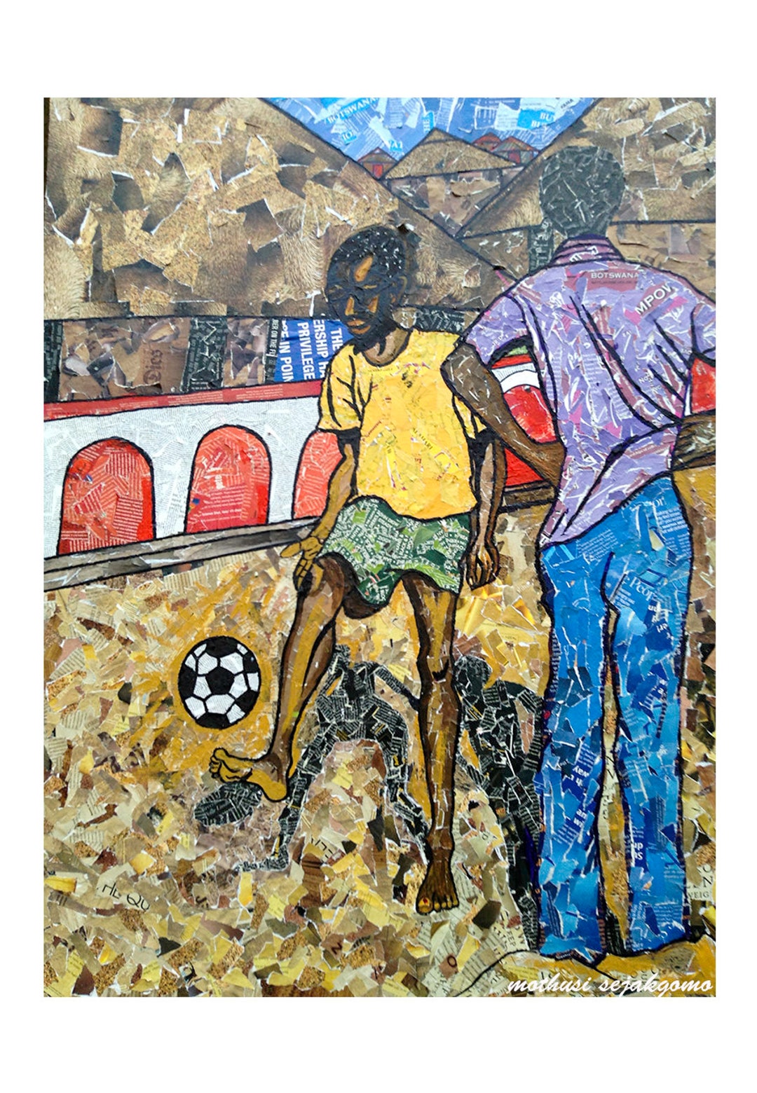 Tap Tap, Soccer 34 X 44 Inches, Original Collage Art by Mothusi ...