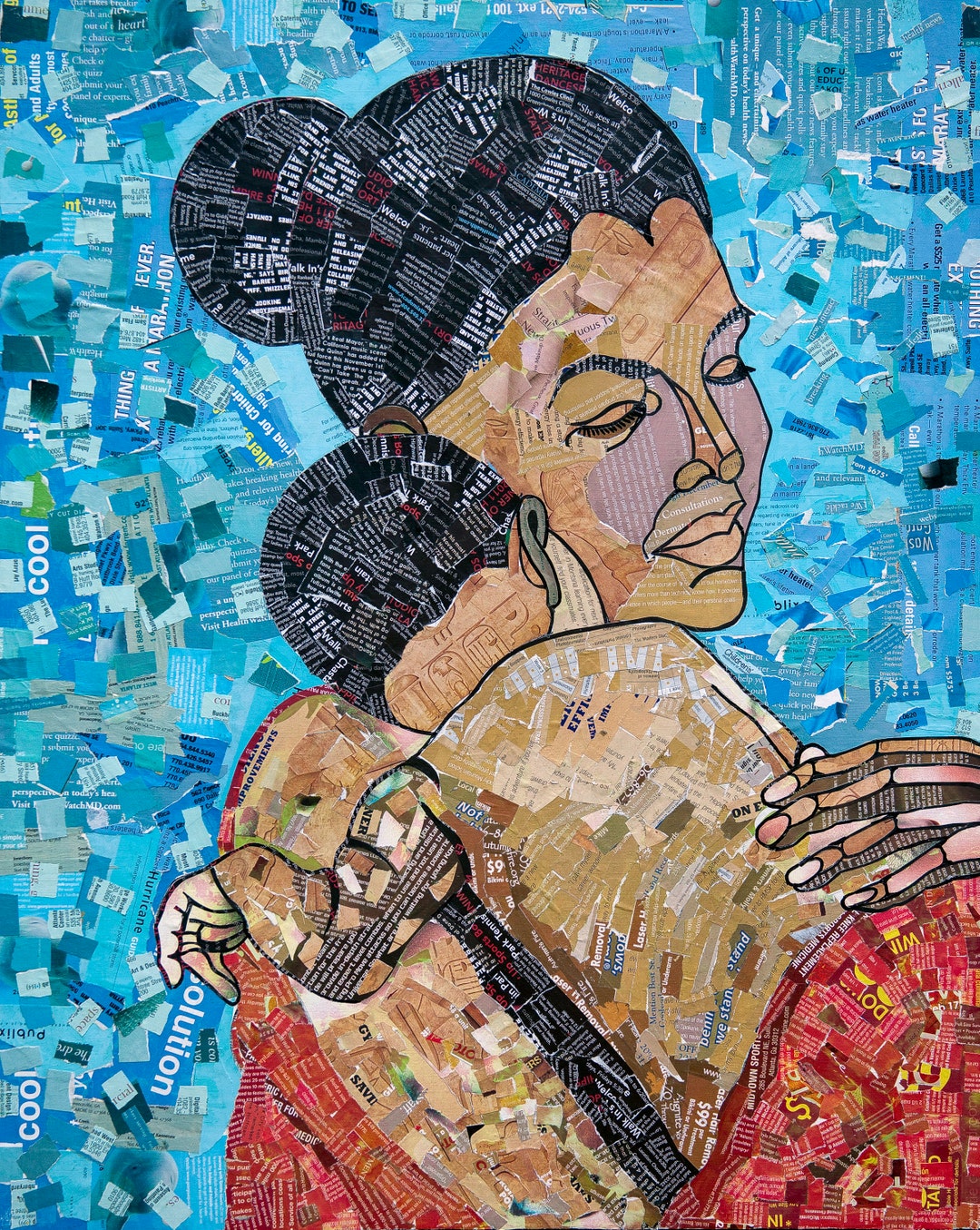 Mother and Child, Artist Made Greetings Card 8.5' X 5.5 Matching ...