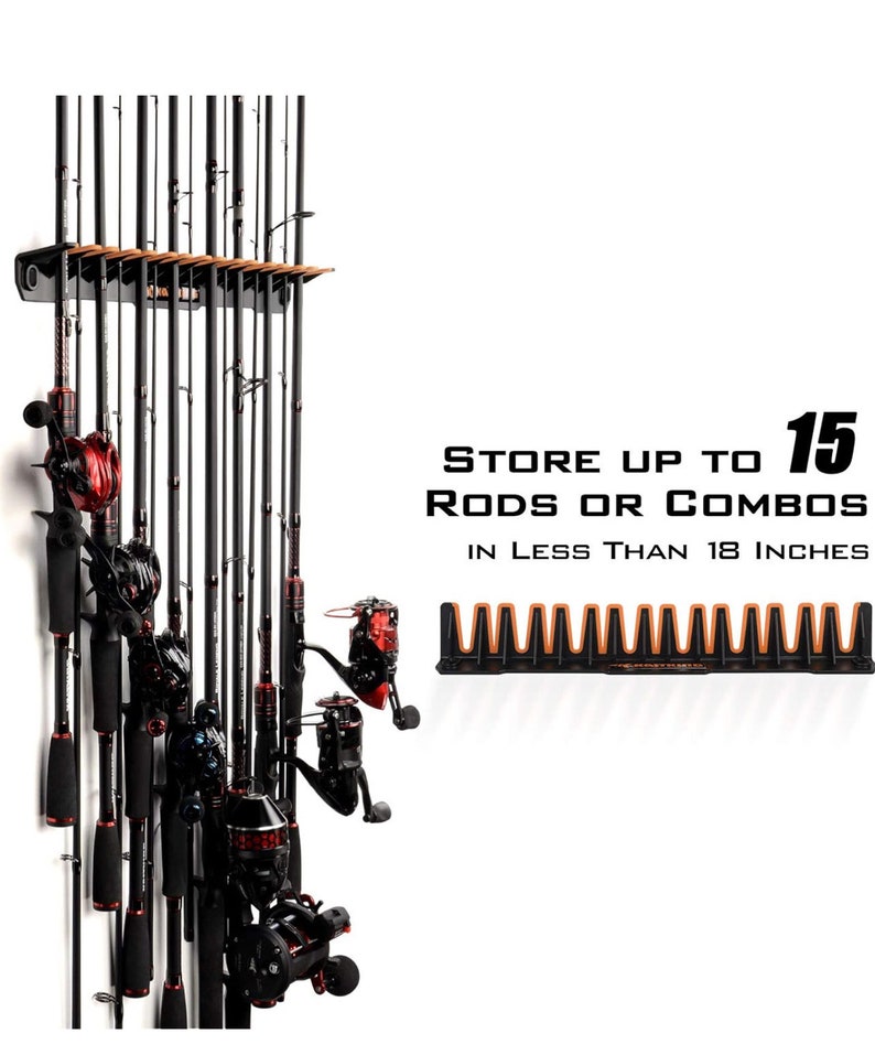 Vertical Fishing Rod Holder Wall Mounted Fishing Rod Rack, Store 15 ...