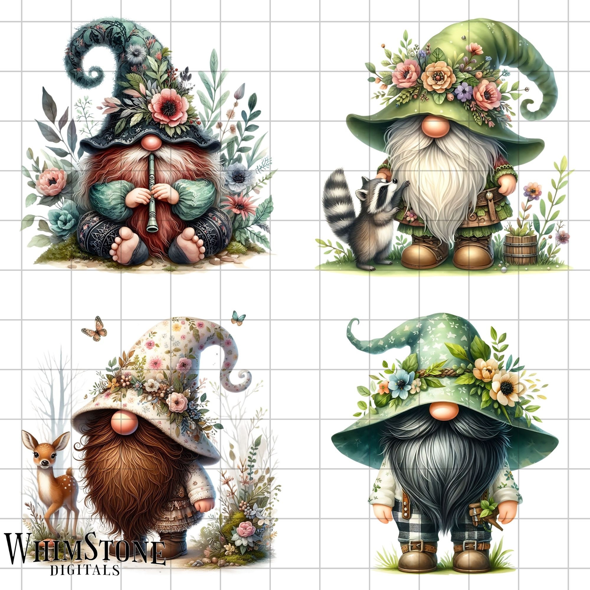 Cottagecore Gnomes Clipart Bundle, Woodland Gnome PNG Bundle ...