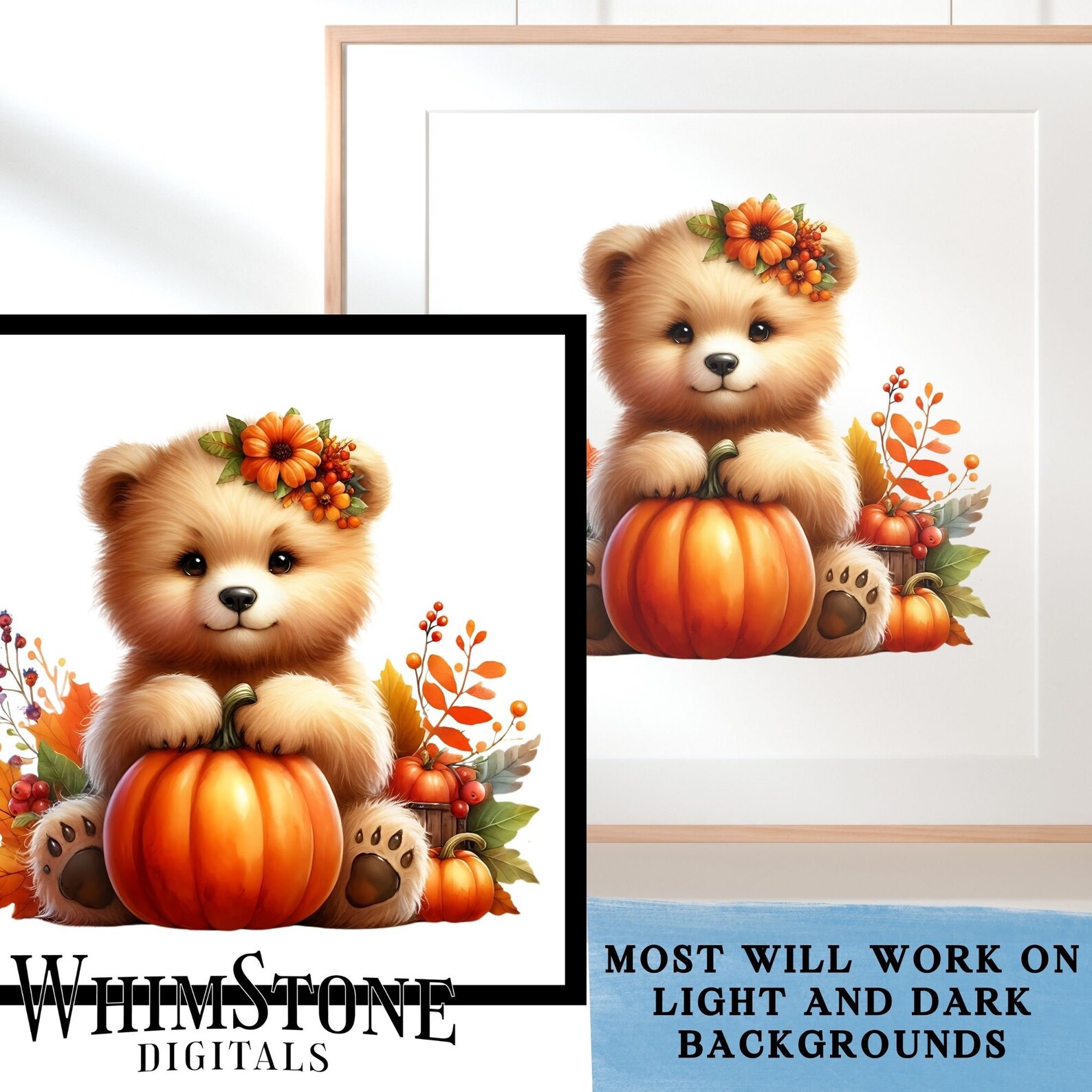 Bears in Autumn Clipart Bundle, Autumn Bear PNG Bundle, Fall Bears Pngs ...