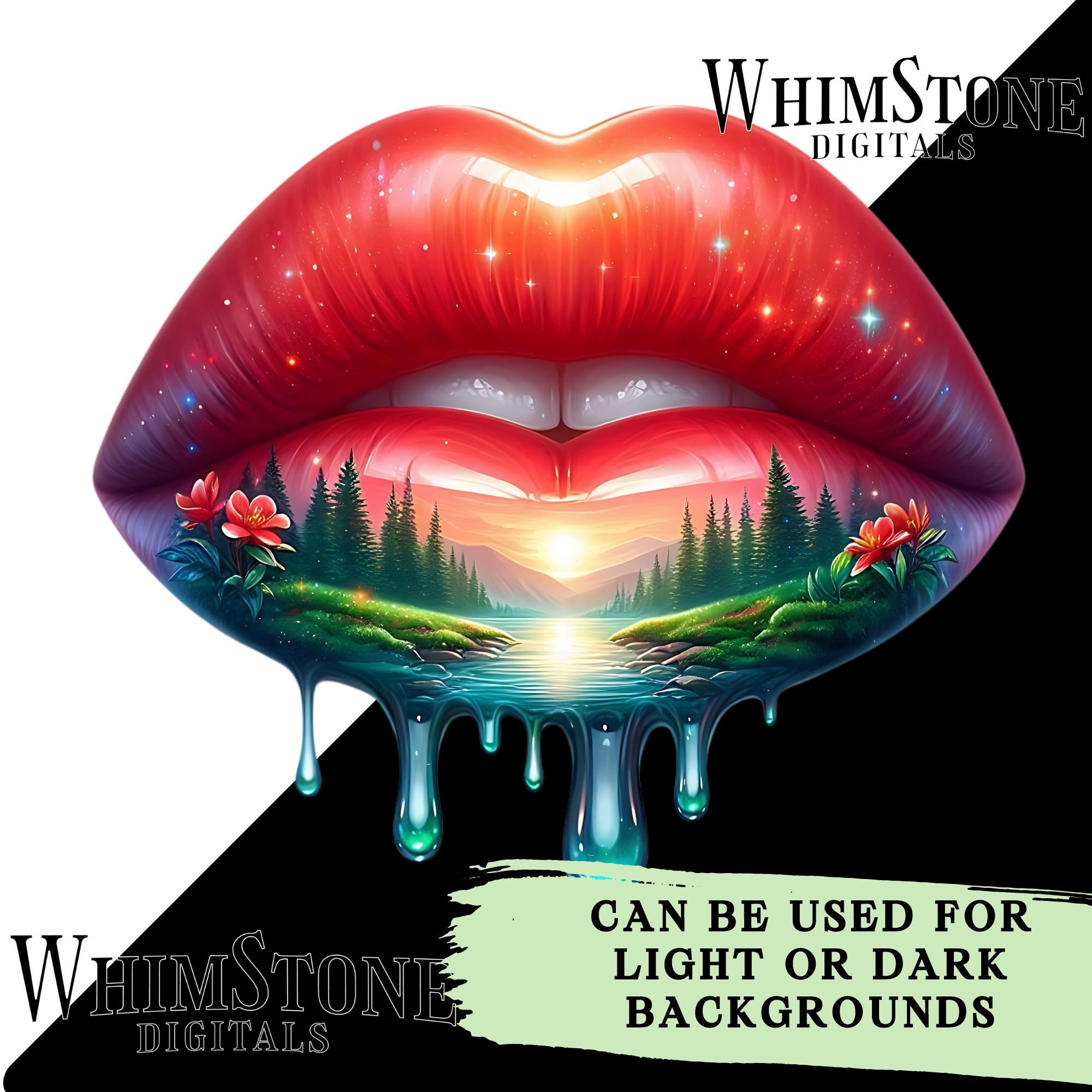 Scenic River Lips PNG, Kiss Lips Dtf Design, Dripping Lip Clipart, Red ...