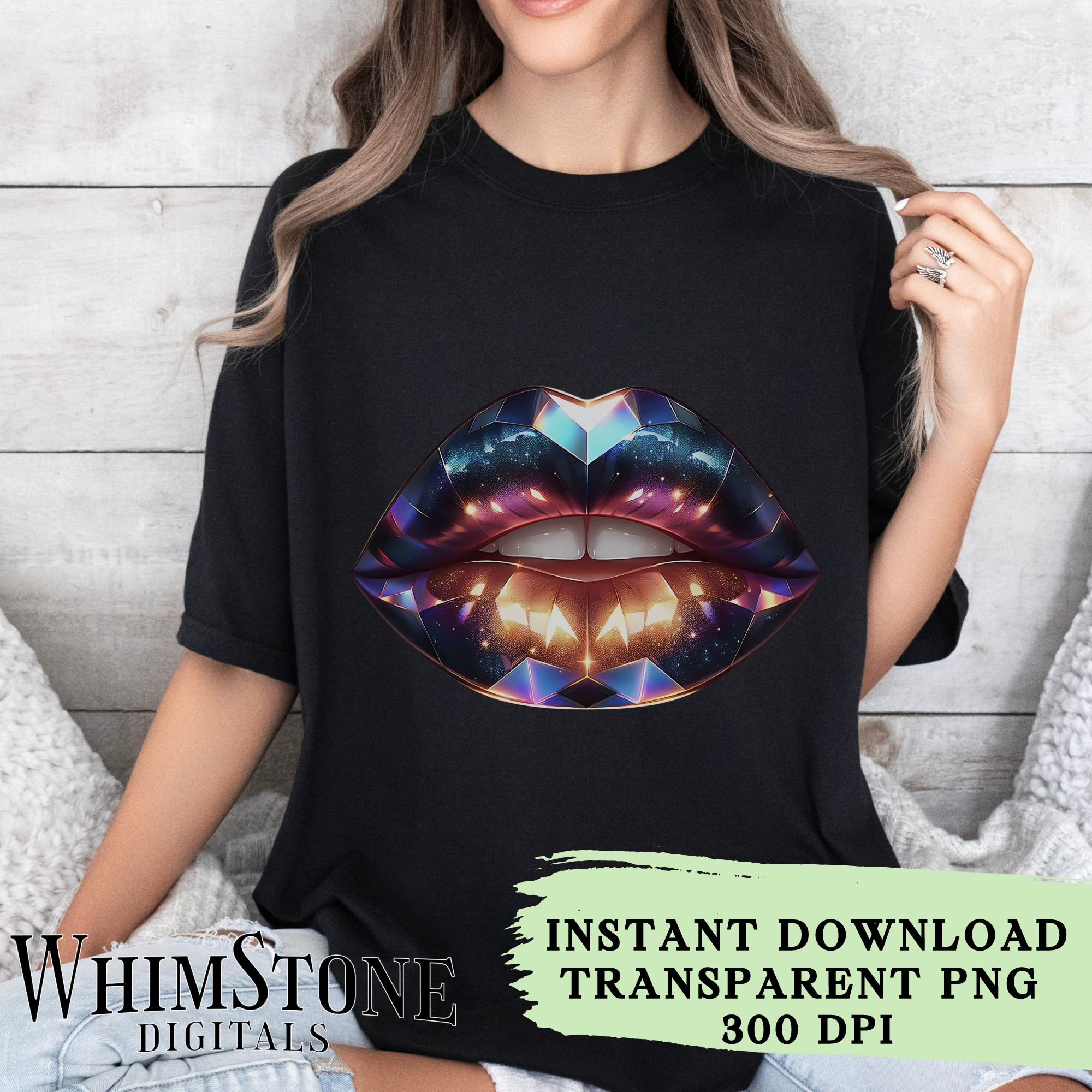 Metallic Glam Lips PNG, 3D Lips Dtf Design, Geometric Lips Clipart ...