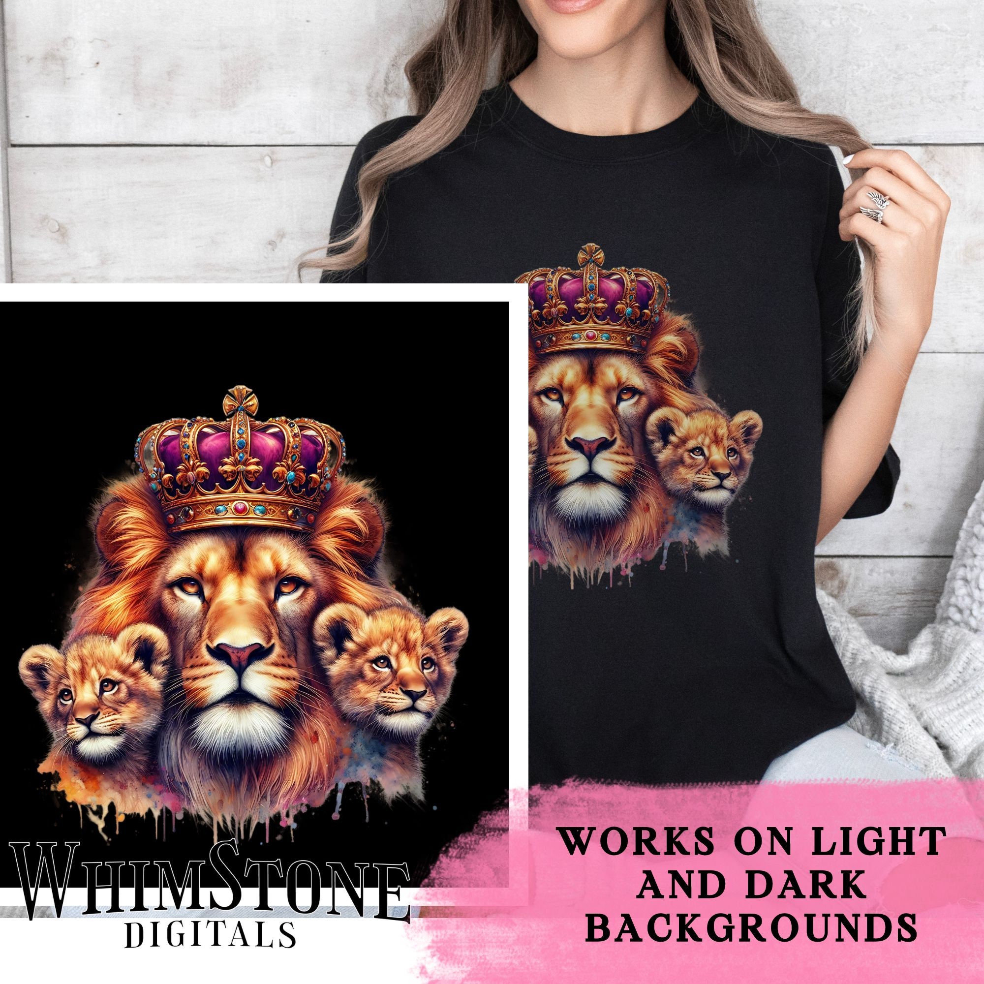 Watercolor King Lion With Cubs PNG, King Lion Sublimation, King Lion ...