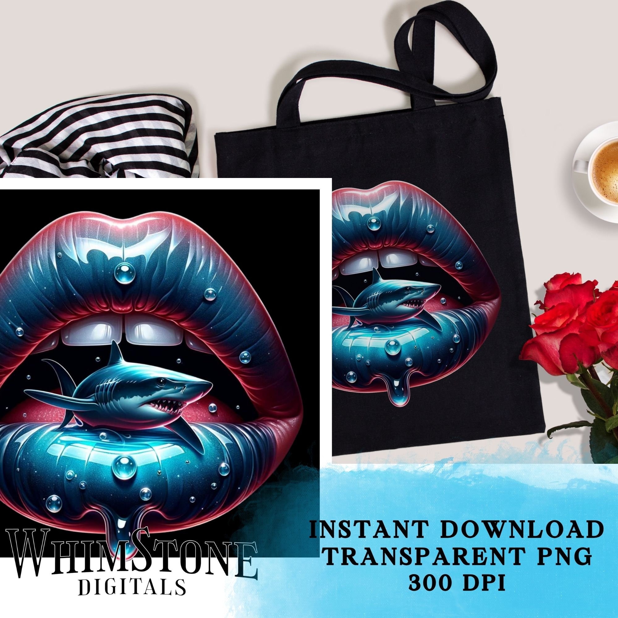 Shark Lips PNG, Kiss Lips Dtf Design, Shark Sublimation, Dripping Water ...