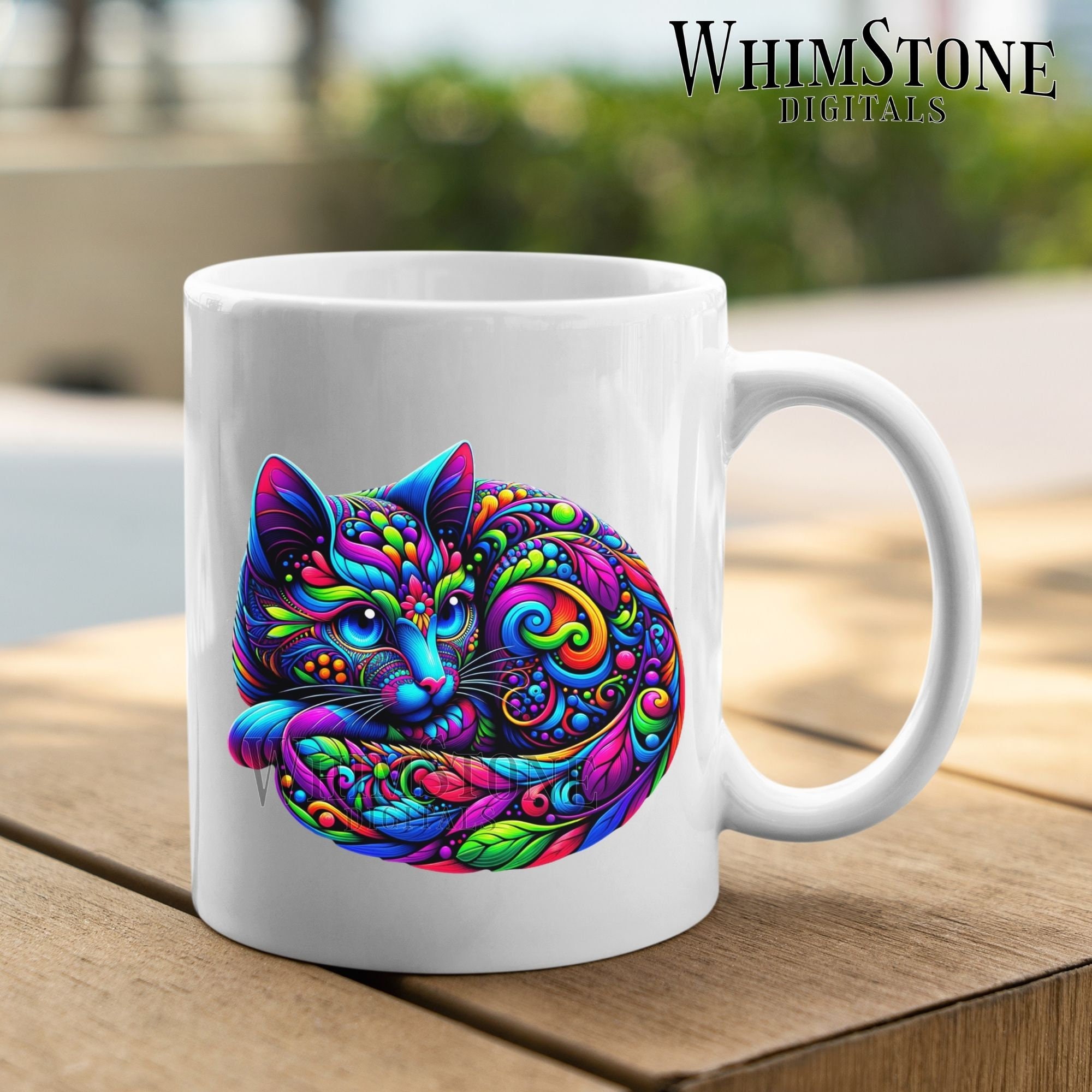 Psychedelic Cat PNG, Cat DTF Design, Kitty T-shirt Graphic, Colorful ...
