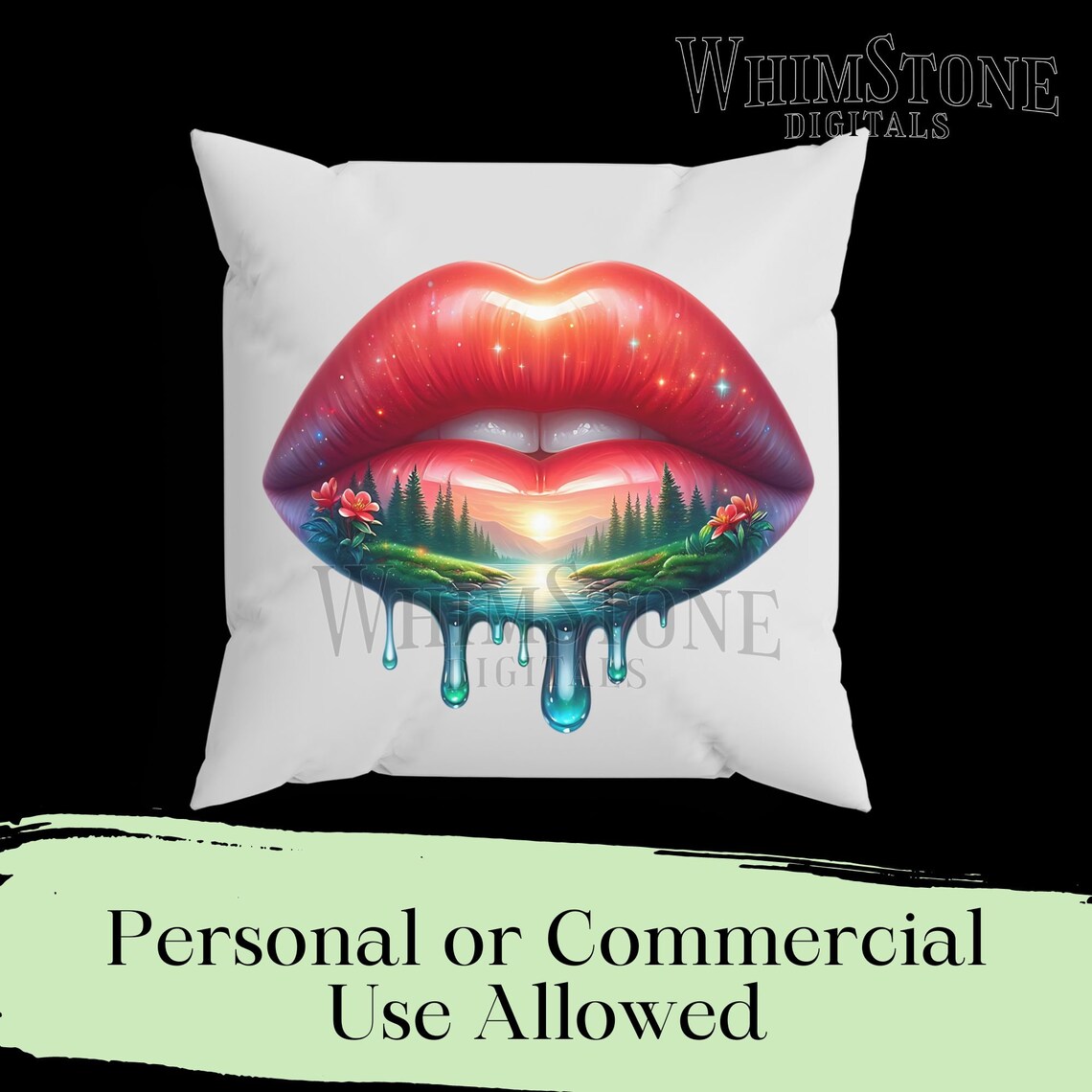 Scenic River Lips PNG, Kiss Lips Dtf Design, Dripping Lip Clipart, Red ...